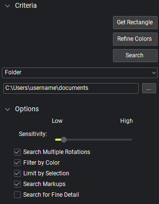 Search panel | Bluebeam Technical Support