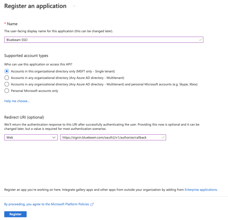 Bluebeam Single Sign-On (SSO) Configuration for Microsoft Entra ID ...