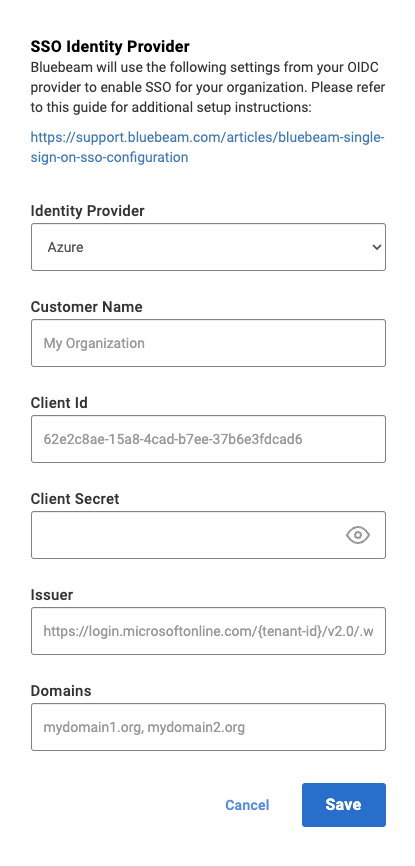 Bluebeam Single Sign-On (SSO) Configuration for Microsoft Entra ID ...